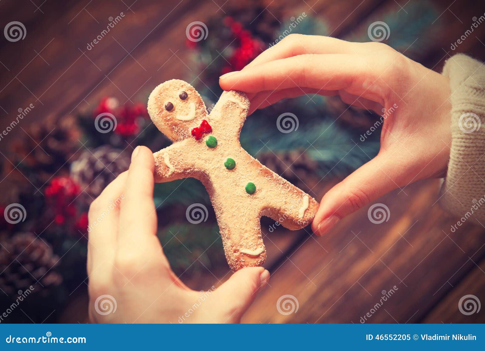 Female Holding Gingerbread Man Stock Image - Image of gift, handmade ...