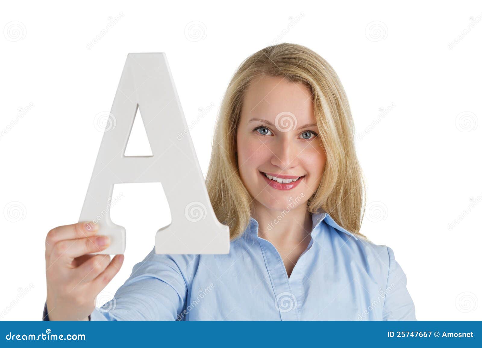 Female Holding the Letter a Stock Image - Image of person, educate ...