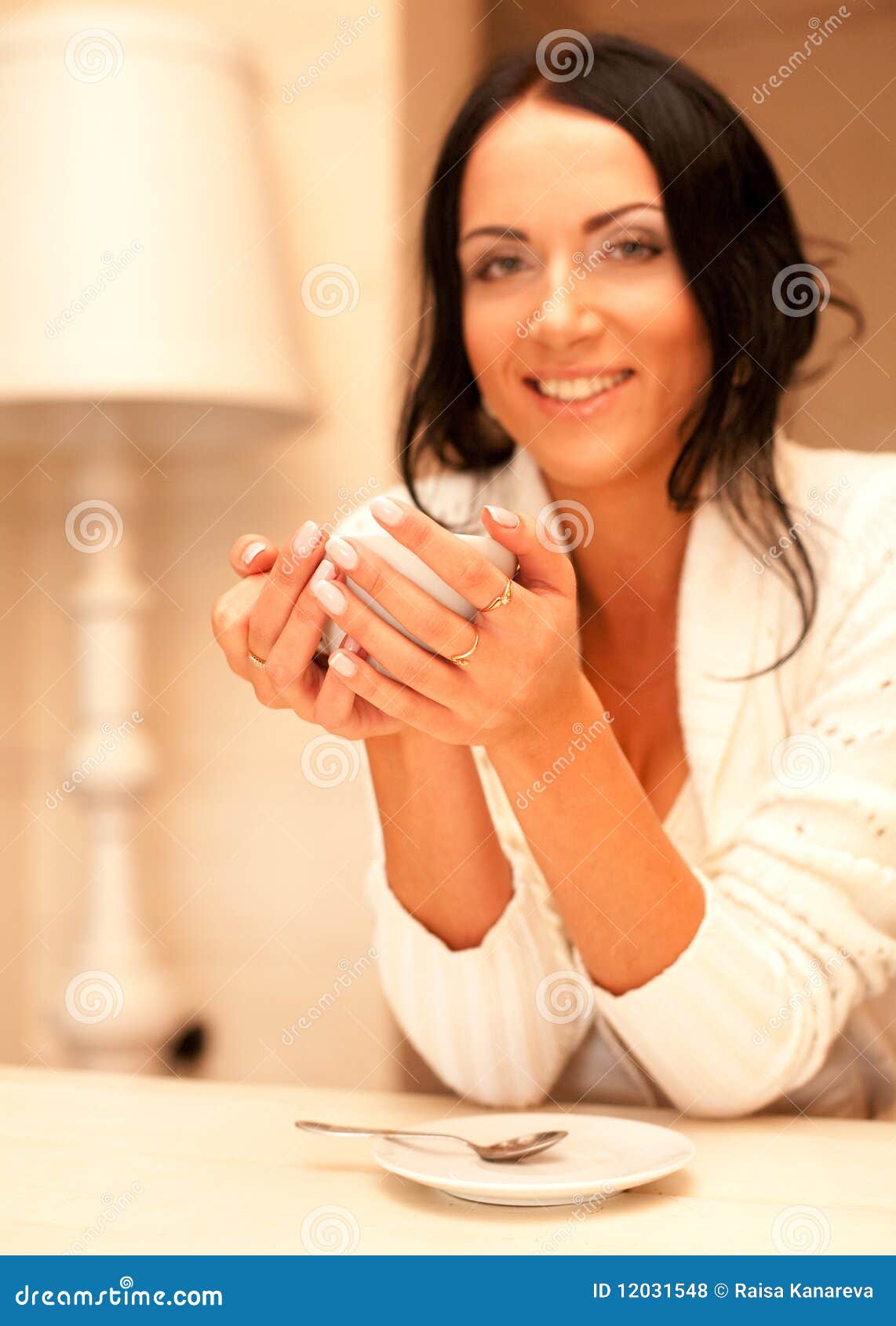 Female Holding a Mug of Coffee Stock Photo - Image of blur, breakfast ...