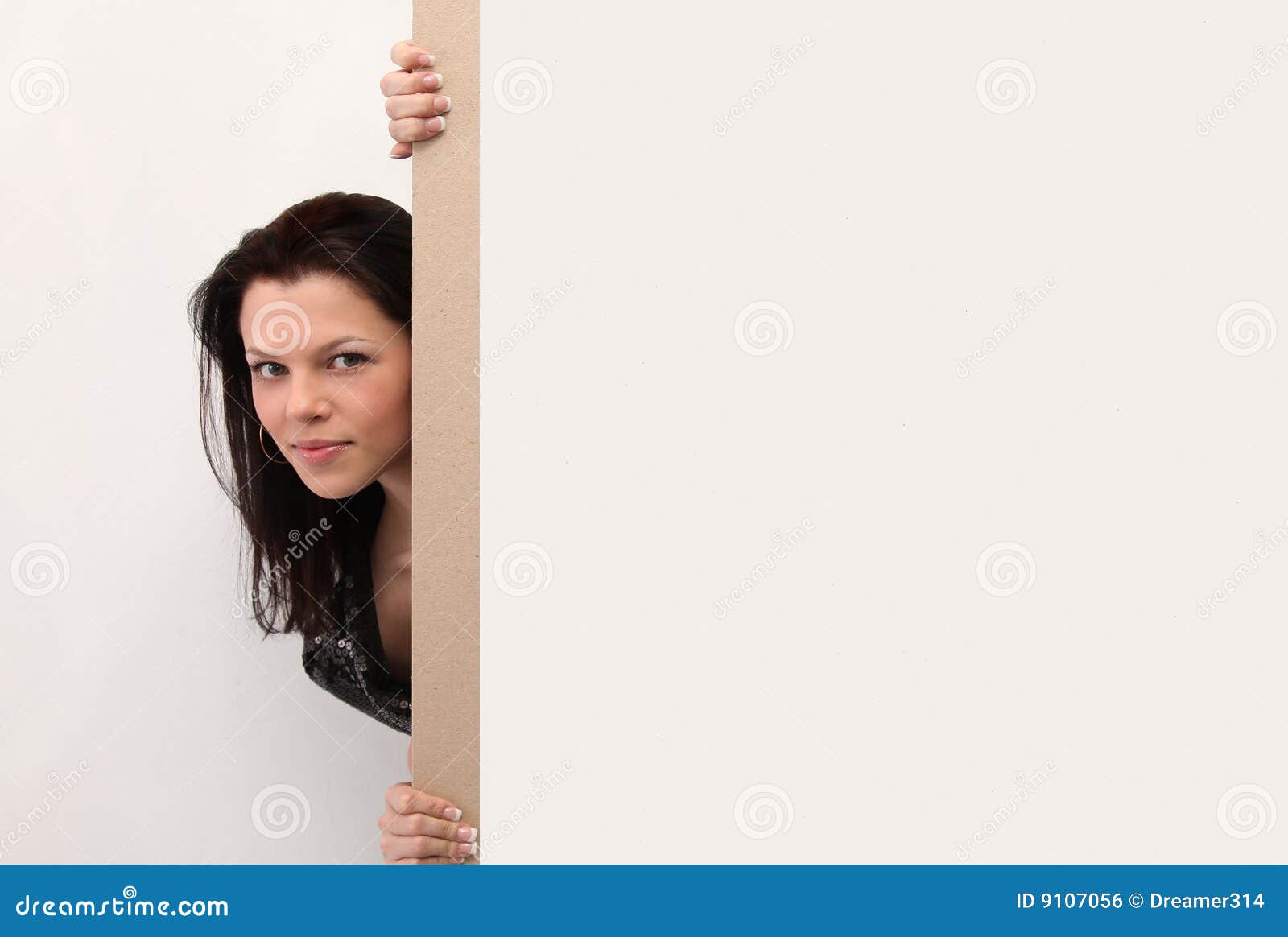 Female Holding Sign or Board Stock Photo - Image of attractive, copy ...