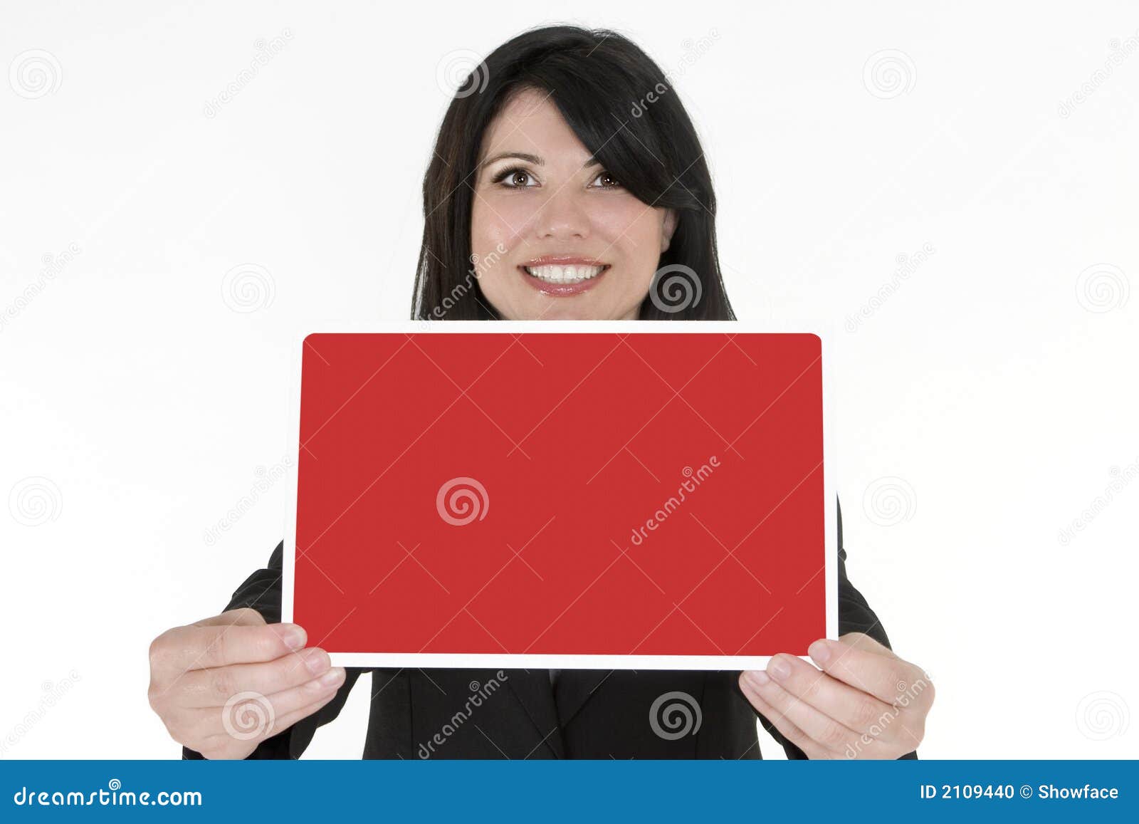 Female Holding a Small Blank Sign Stock Photo - Image of adult, shot ...