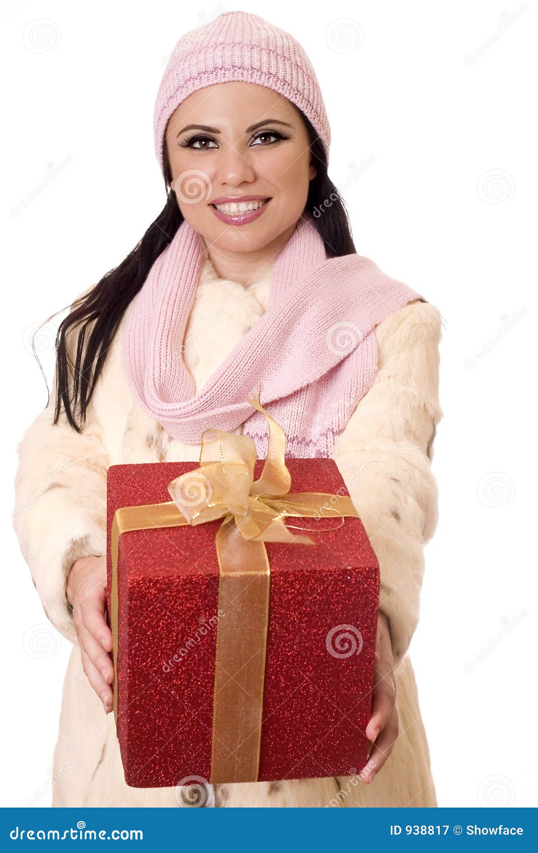 Female Holding Wrapped Present. Stock Image - Image of merry, happy: 938817