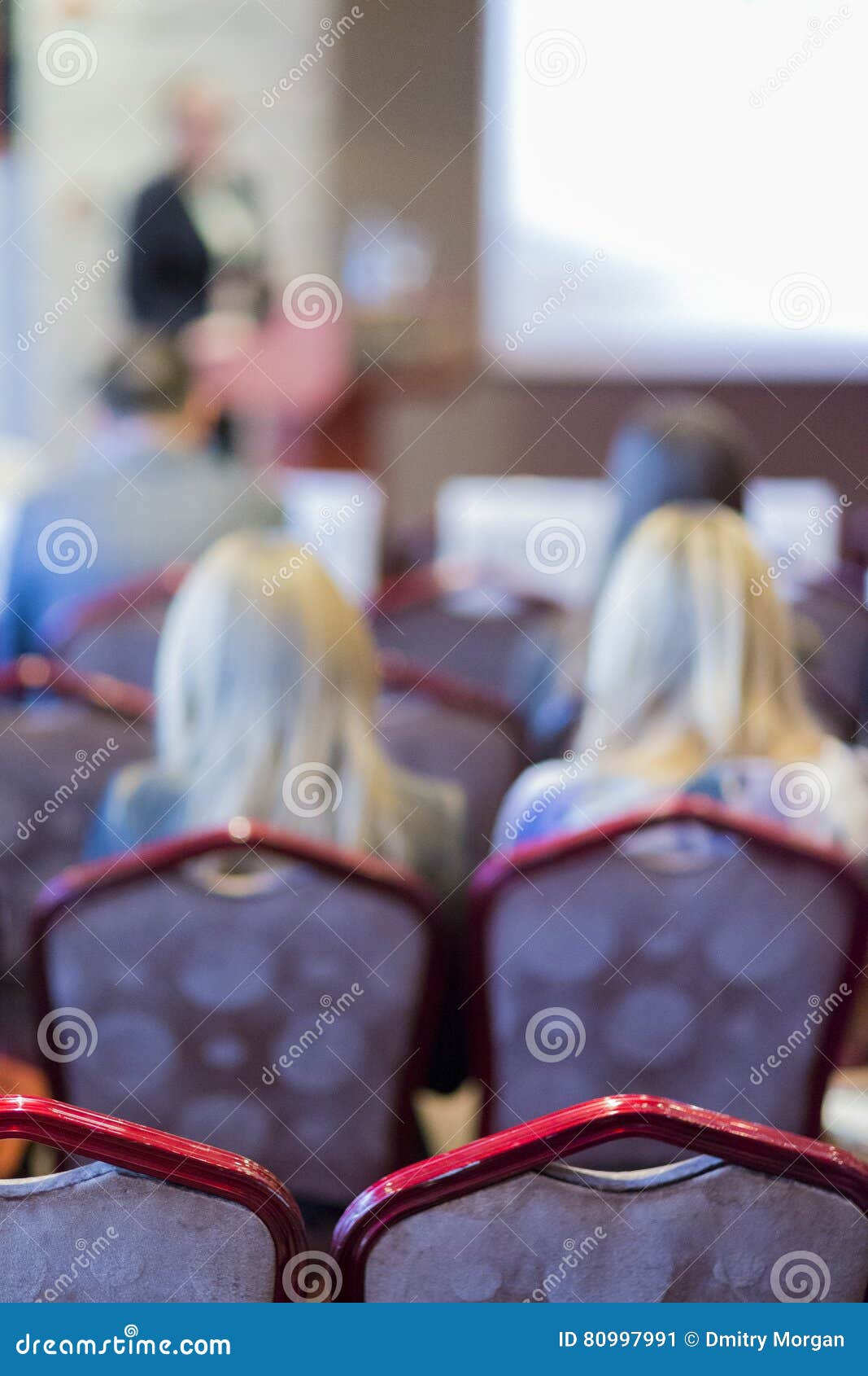 Female Host Speaker Speaking in Front of the Audience during Conference ...