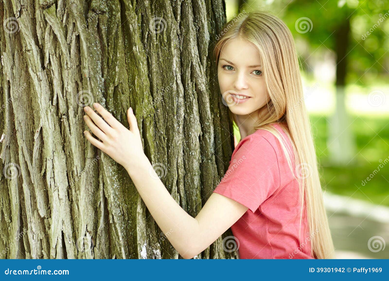 Female hugging a tree stock photo. Image of nature, adult - 39301942
