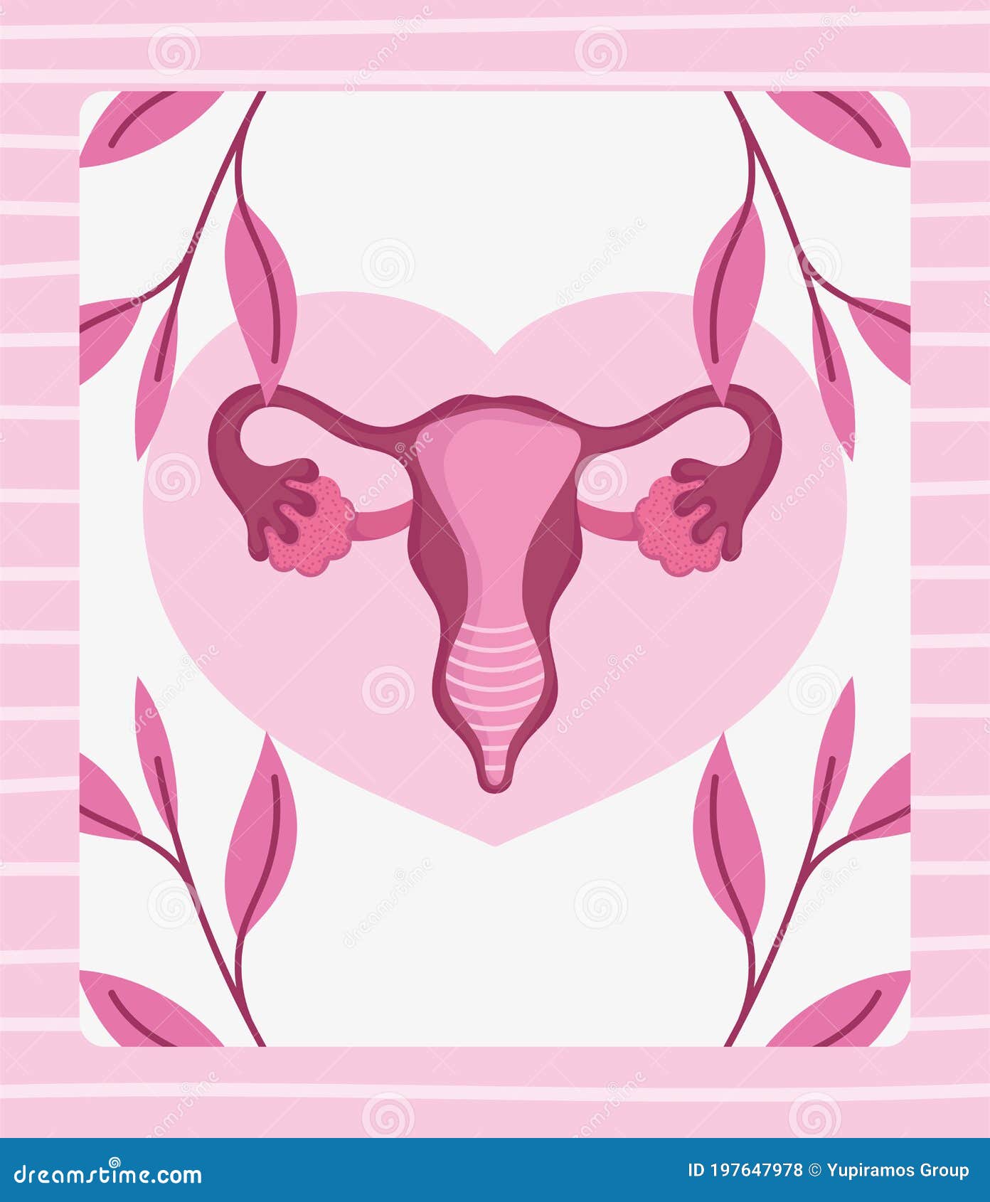 Female Human Reproductive System, Stylized with Botanical Elements ...