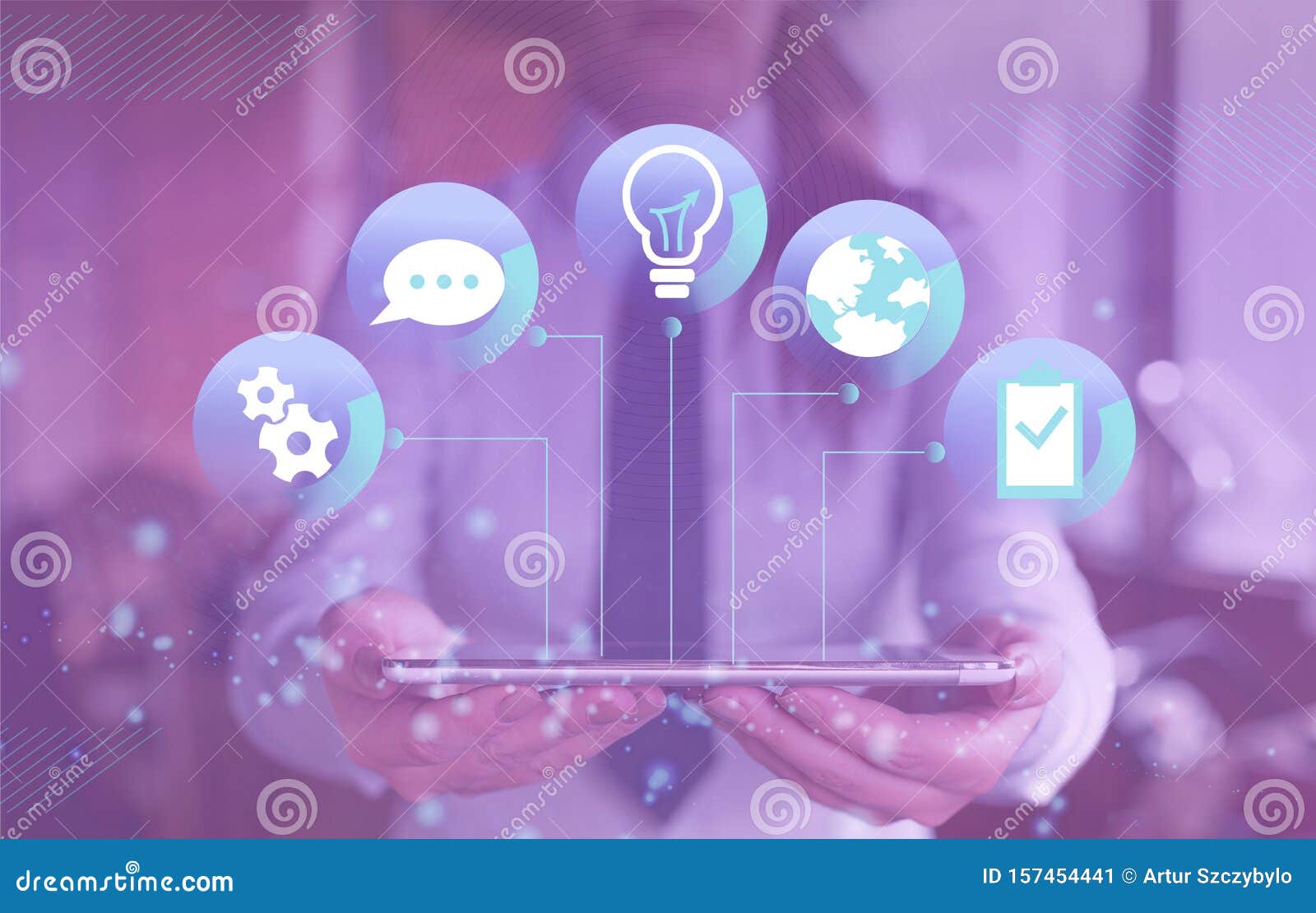 Female Human Presenting a Presentation Using the Latest Sophisticated ...