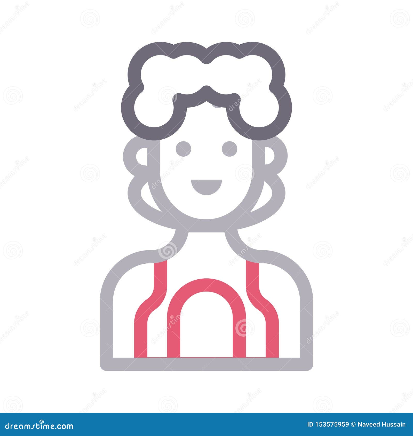 Female Colour Line Vector Icon Stock Vector - Illustration of happy ...