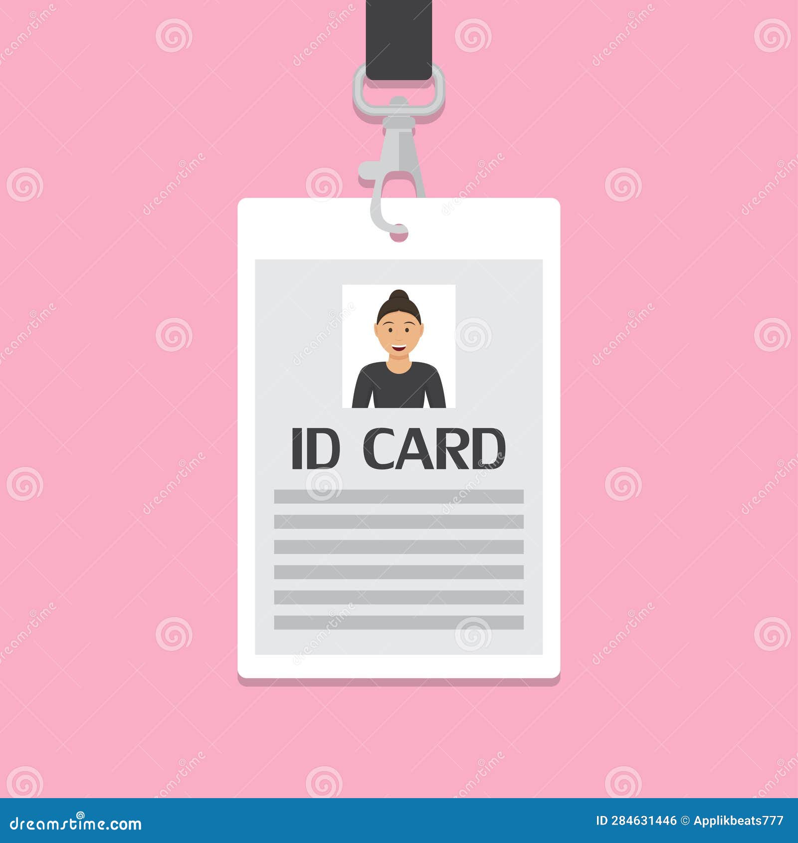 Female ID Card in a Flat Design. Vector Illustration Stock Vector ...