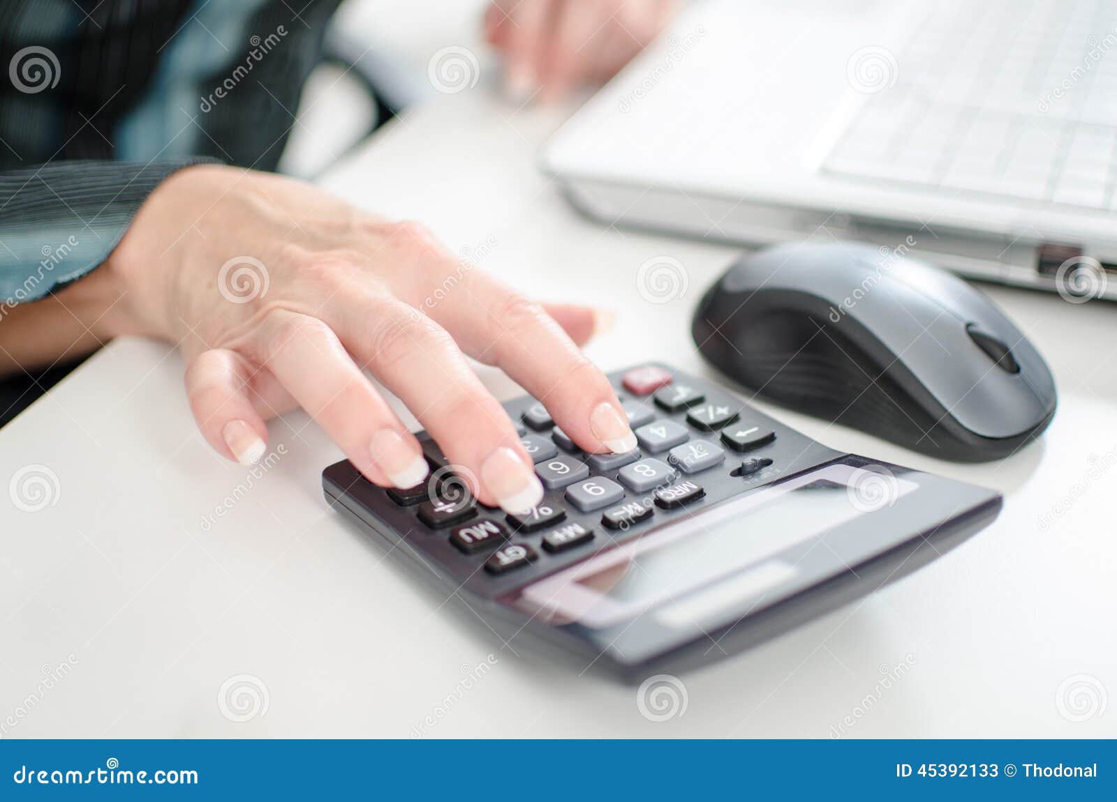 Female Index Finger Typing on a Calculator Stock Image - Image of ...