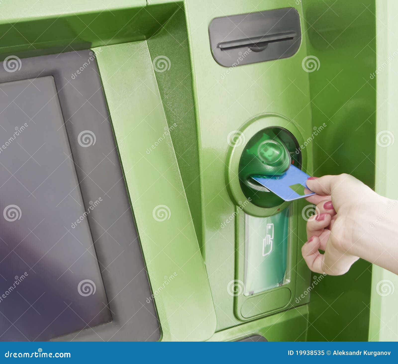 Female Inserts a Plastic Card in the ATM Stock Image - Image of credit ...