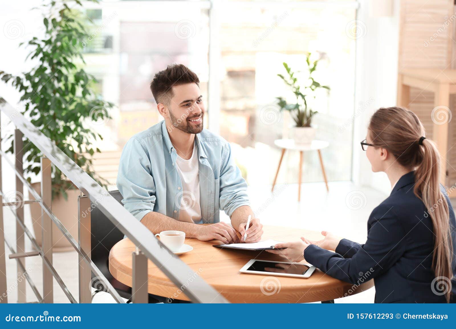 Female Insurance Agent Working with Client Stock Image - Image of life ...