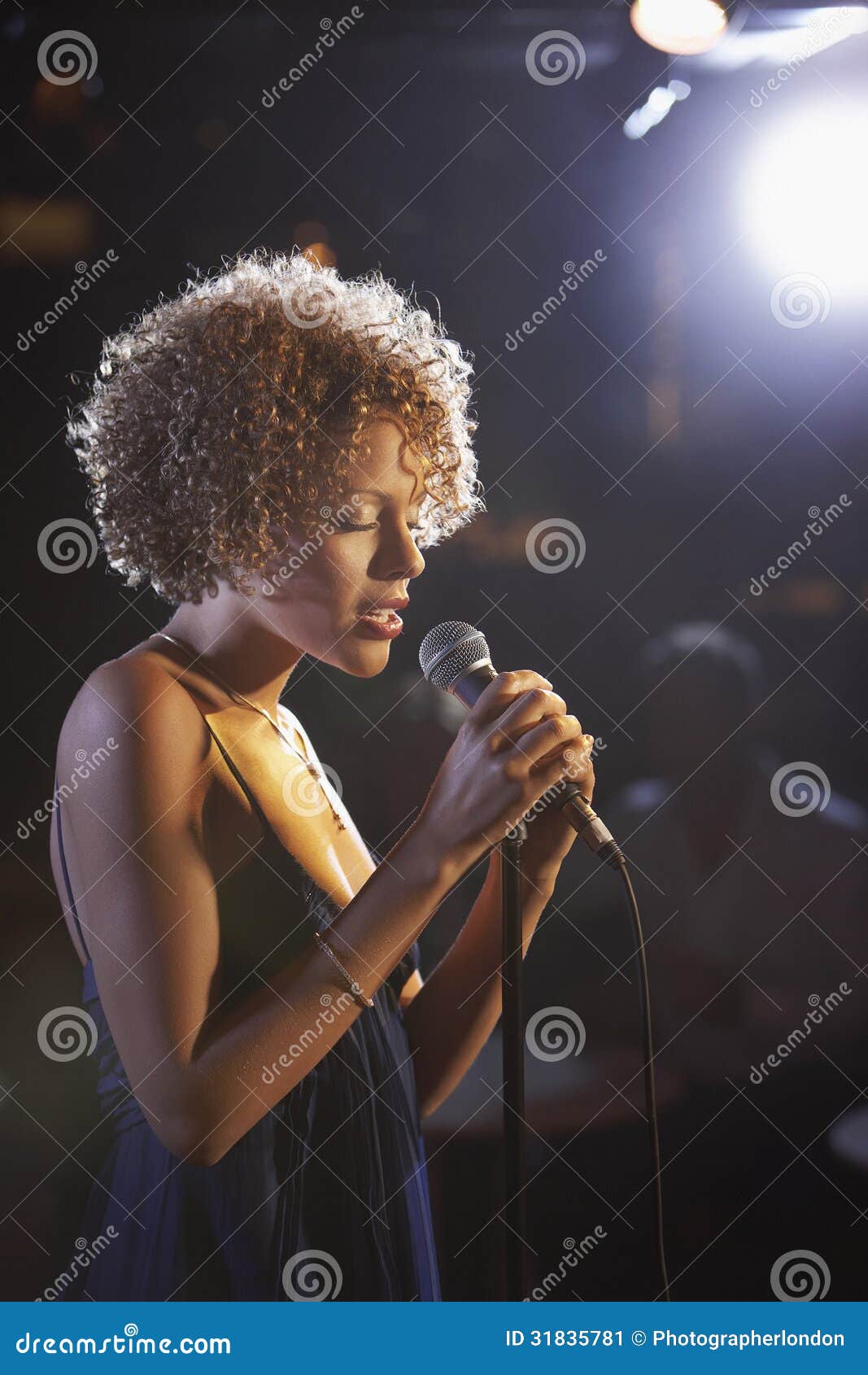 Female Jazz Singer on Stage Stock Image - Image of confidence, hair ...