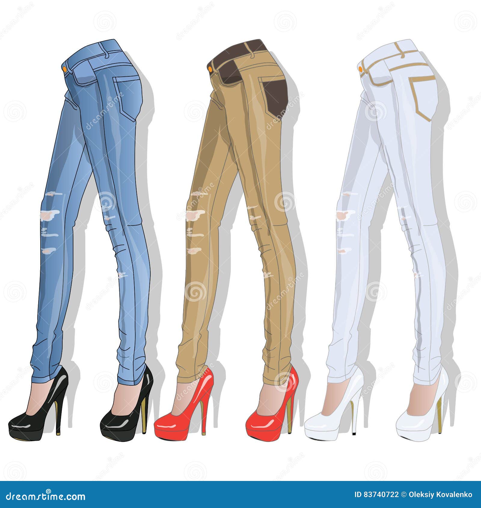 Female jeans. Vector. stock vector. Illustration of legs - 83740722