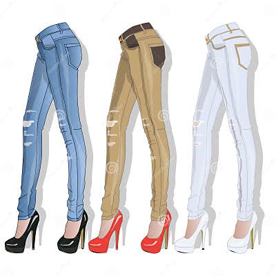 Female jeans. Vector. stock vector. Illustration of legs - 83740722