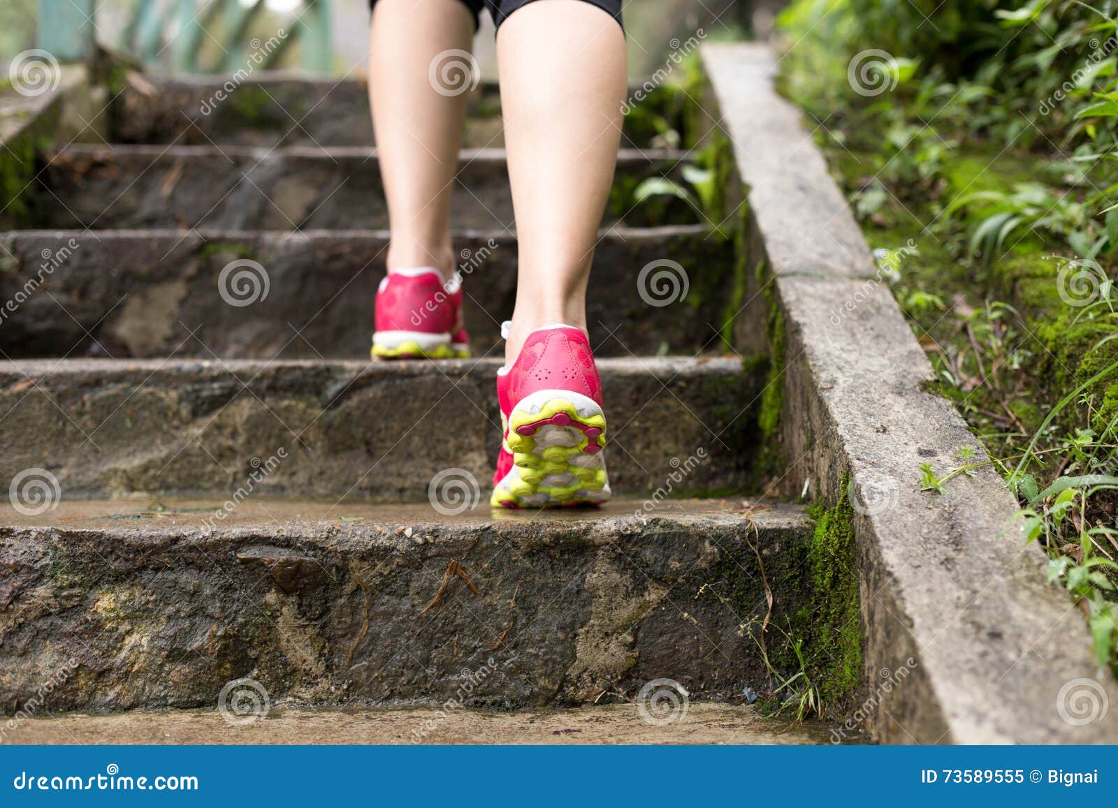 Female Jogging Up the Stairs on Step in the Park Outside Stock Image ...