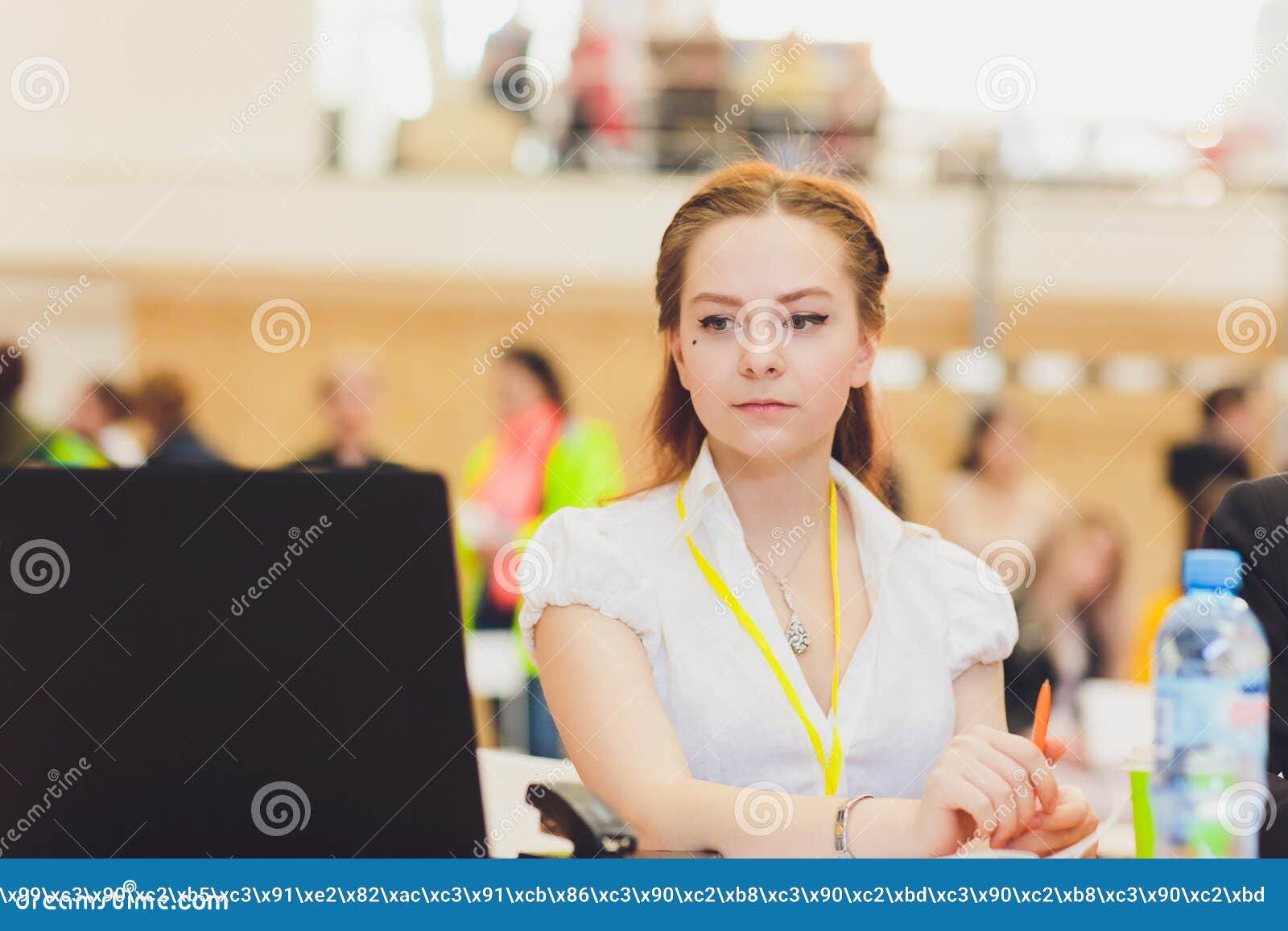 Female Judge Referee of a Sports Event at the Table. Stock Image ...