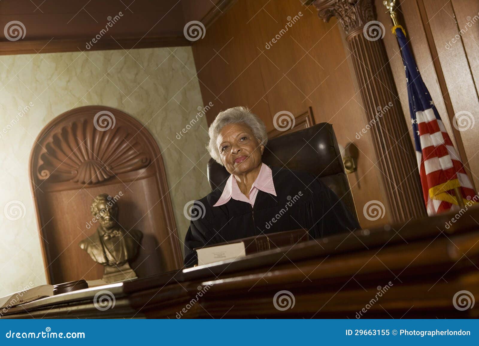 Female Judge Sitting in Courtroom Stock Image - Image of hair, people ...