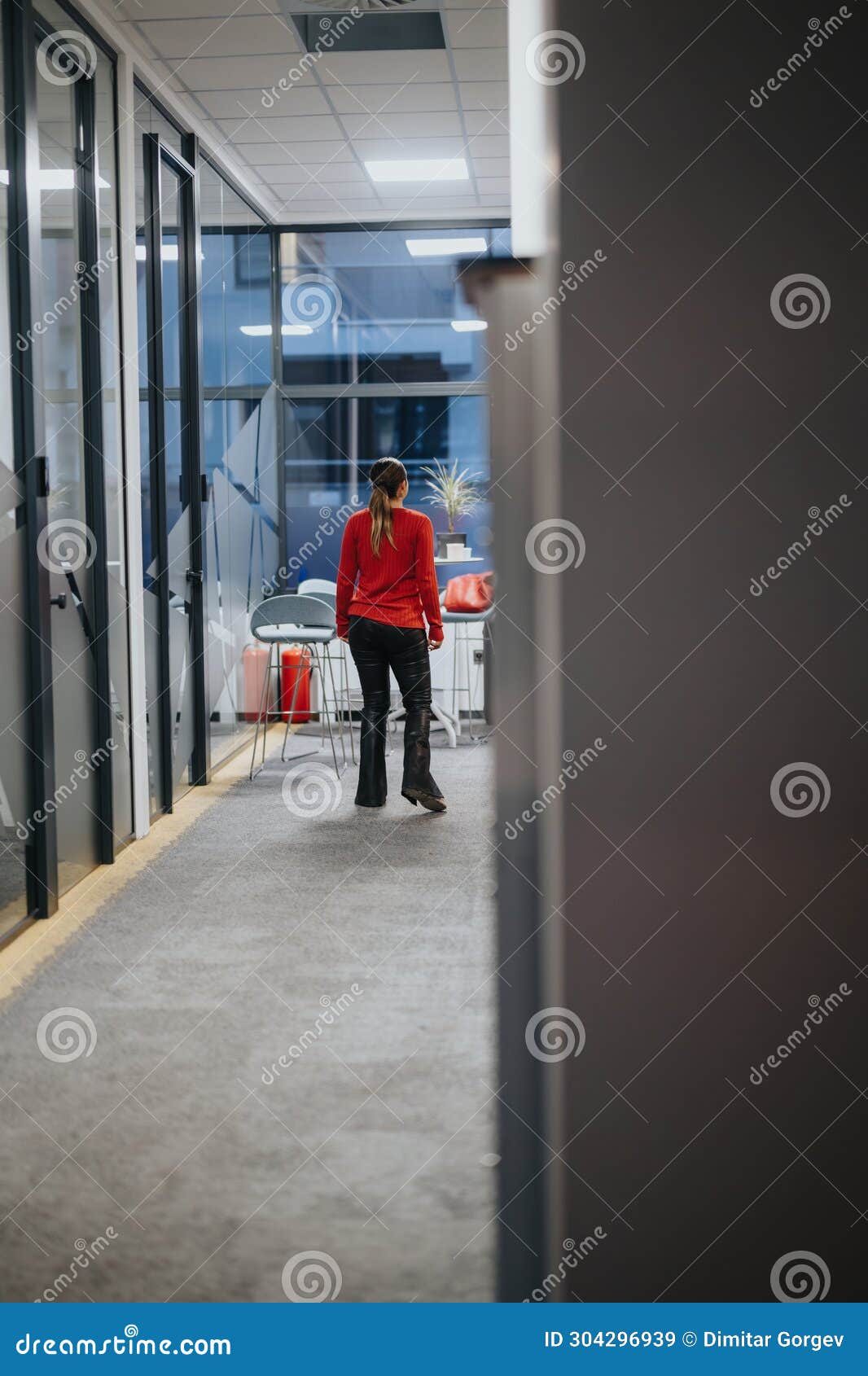Female Junior Employee Preparing To Leave the Office after Work. Stock ...