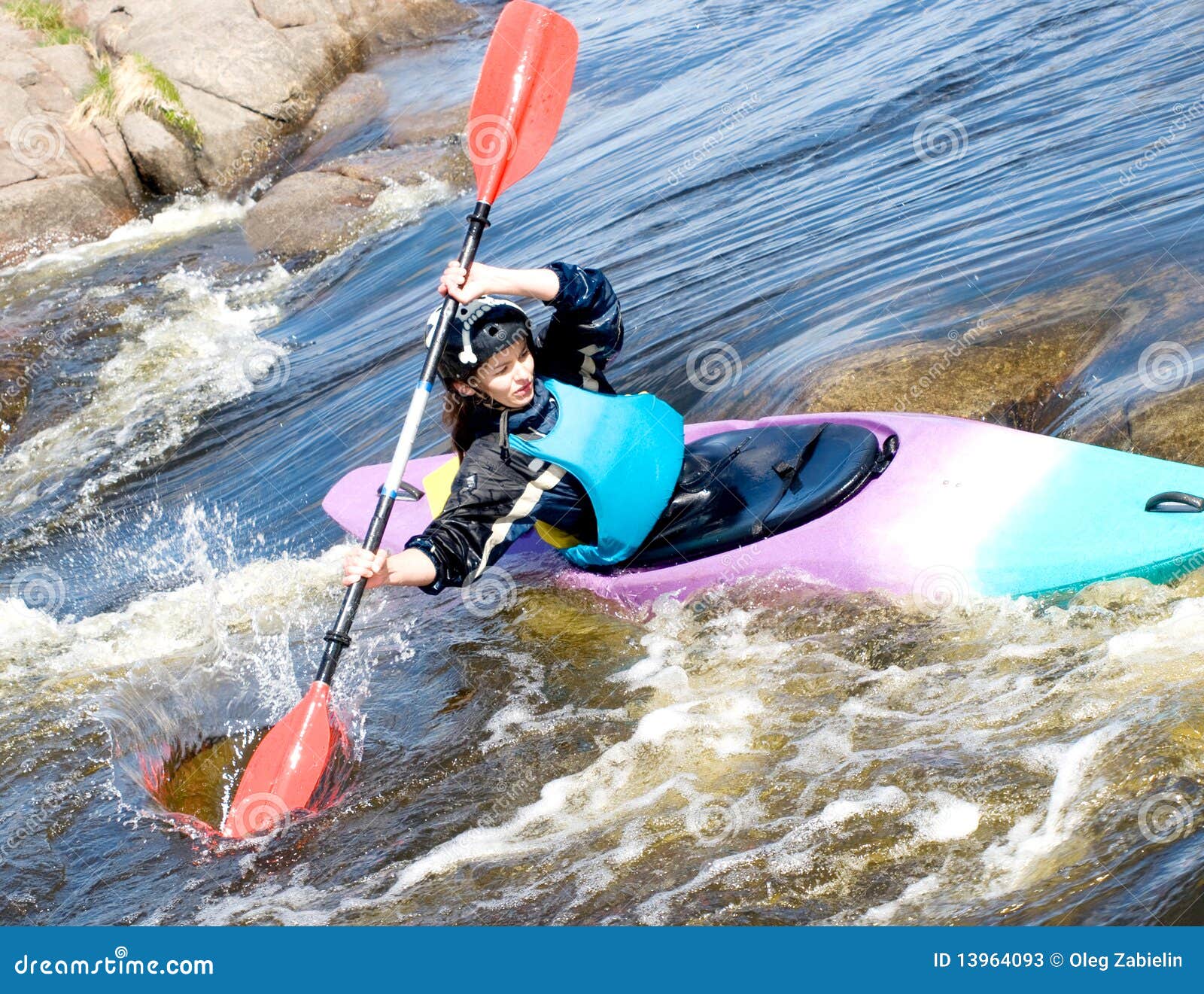 Female kayaker stock image. Image of active, speed, rapid - 13964093