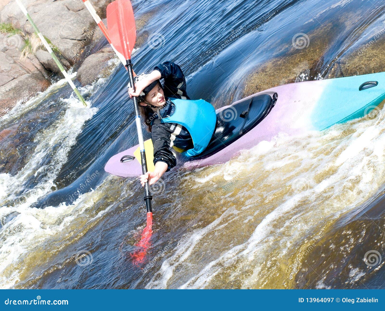 Female kayaker stock image. Image of splash, raft, relaxation - 13964097