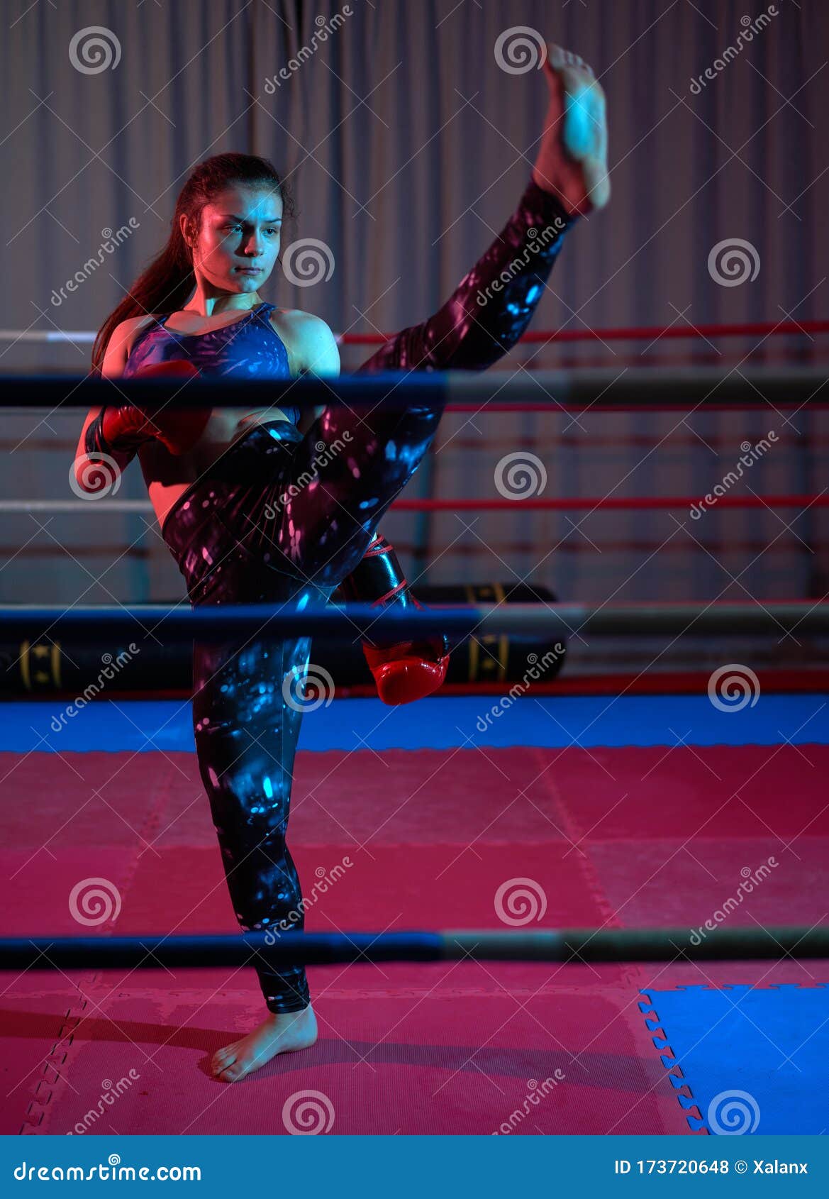 Female kickboxer training stock photo. Image of health - 173720648