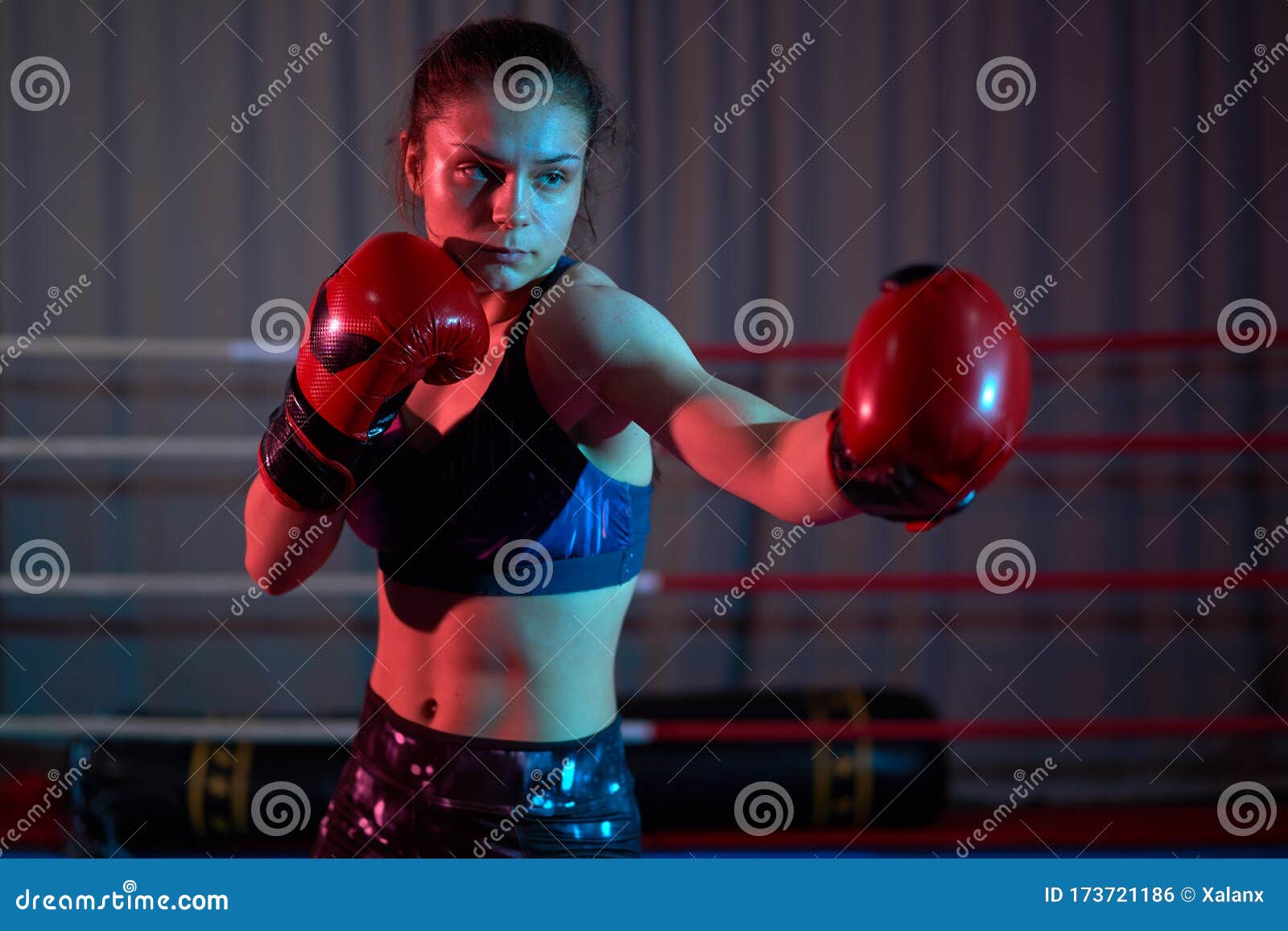 Female kickboxer training stock photo. Image of boxer - 173721186
