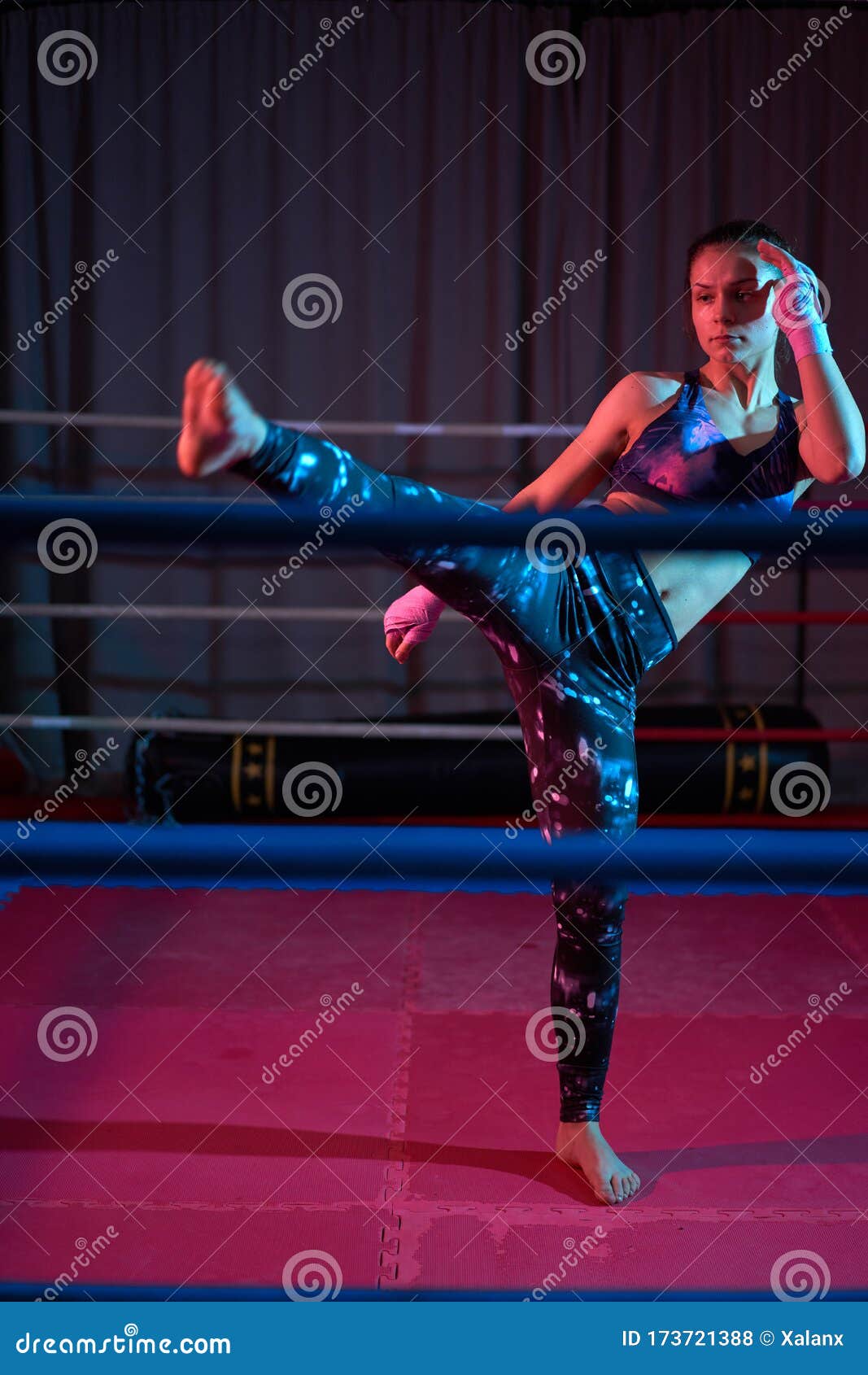 Female kickboxer training stock photo. Image of activity - 173721388