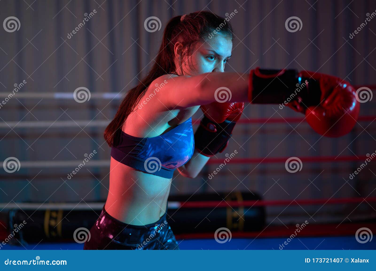 Female kickboxer training stock image. Image of fight - 173721407