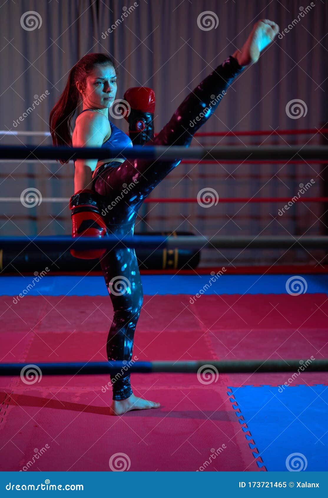 Female kickboxer training stock image. Image of kickbox - 173721465