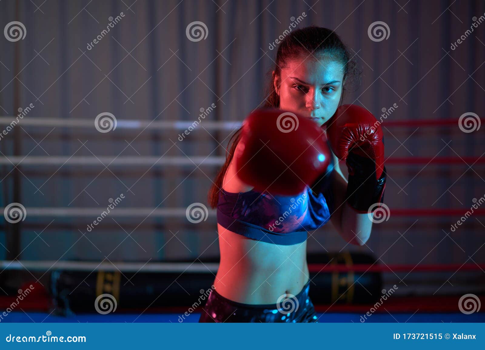 Female kickboxer training stock image. Image of healthy - 173721515