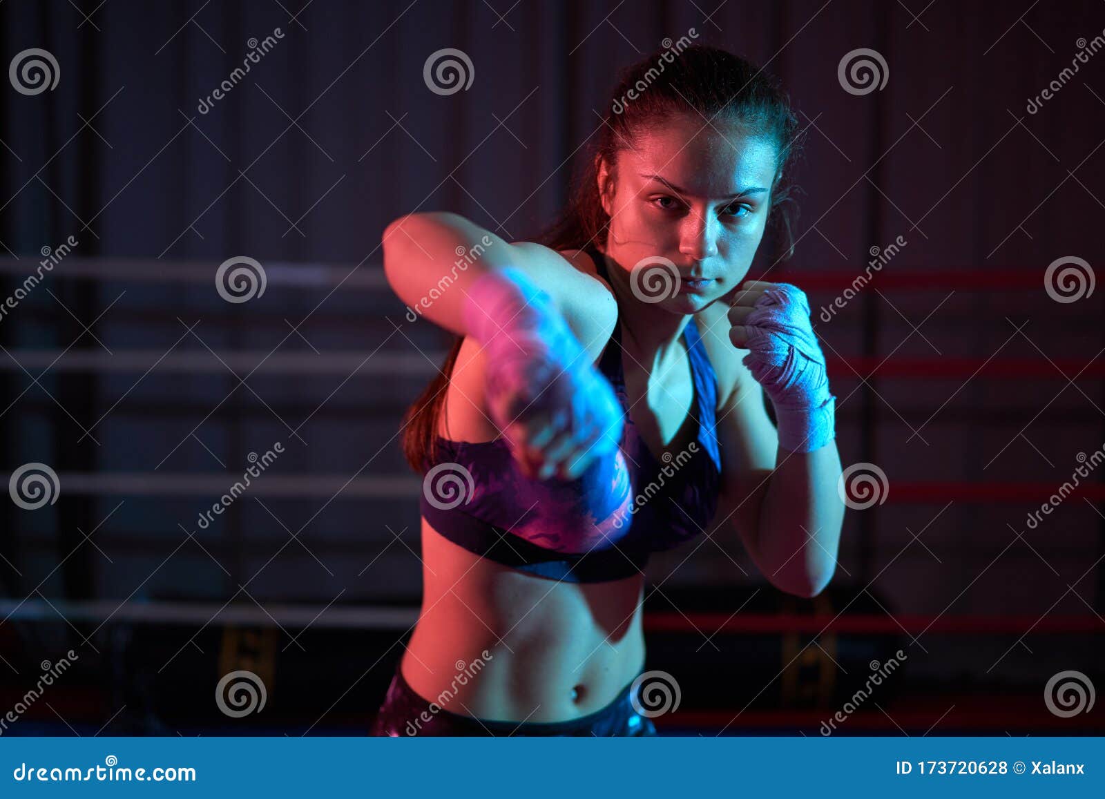 Female kickboxer training stock photo. Image of person - 173720628
