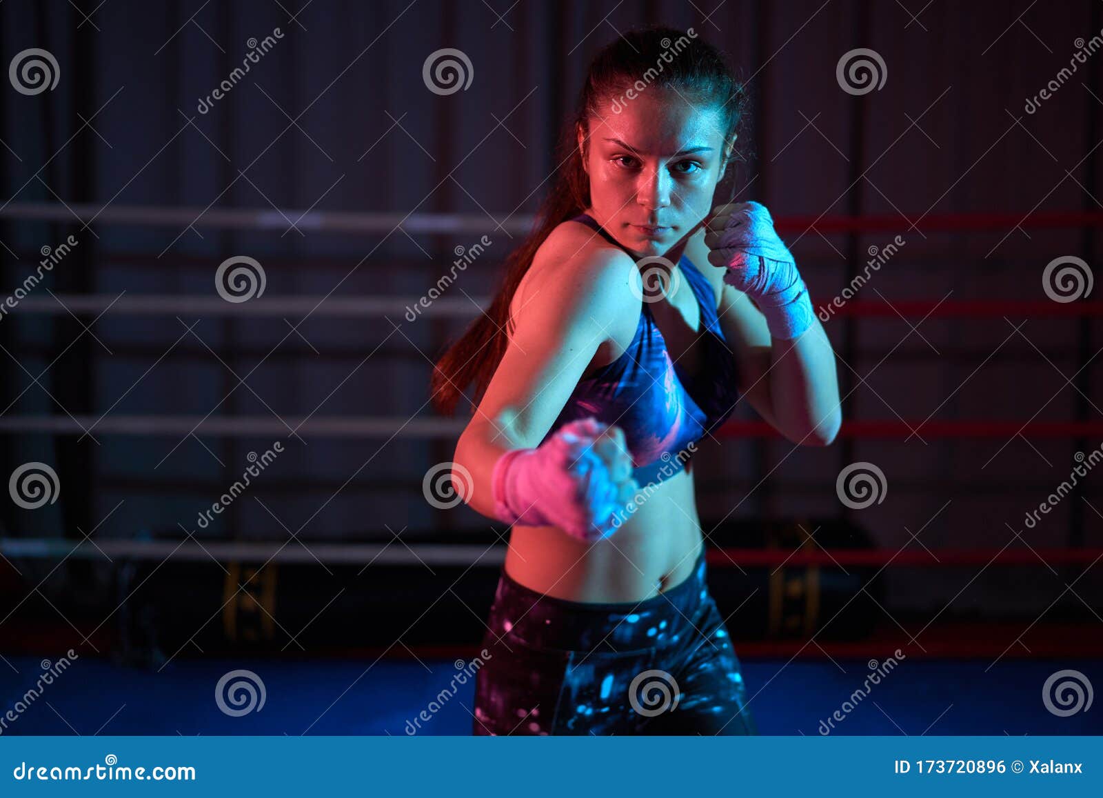 Female kickboxer training stock photo. Image of kickbox - 173720896