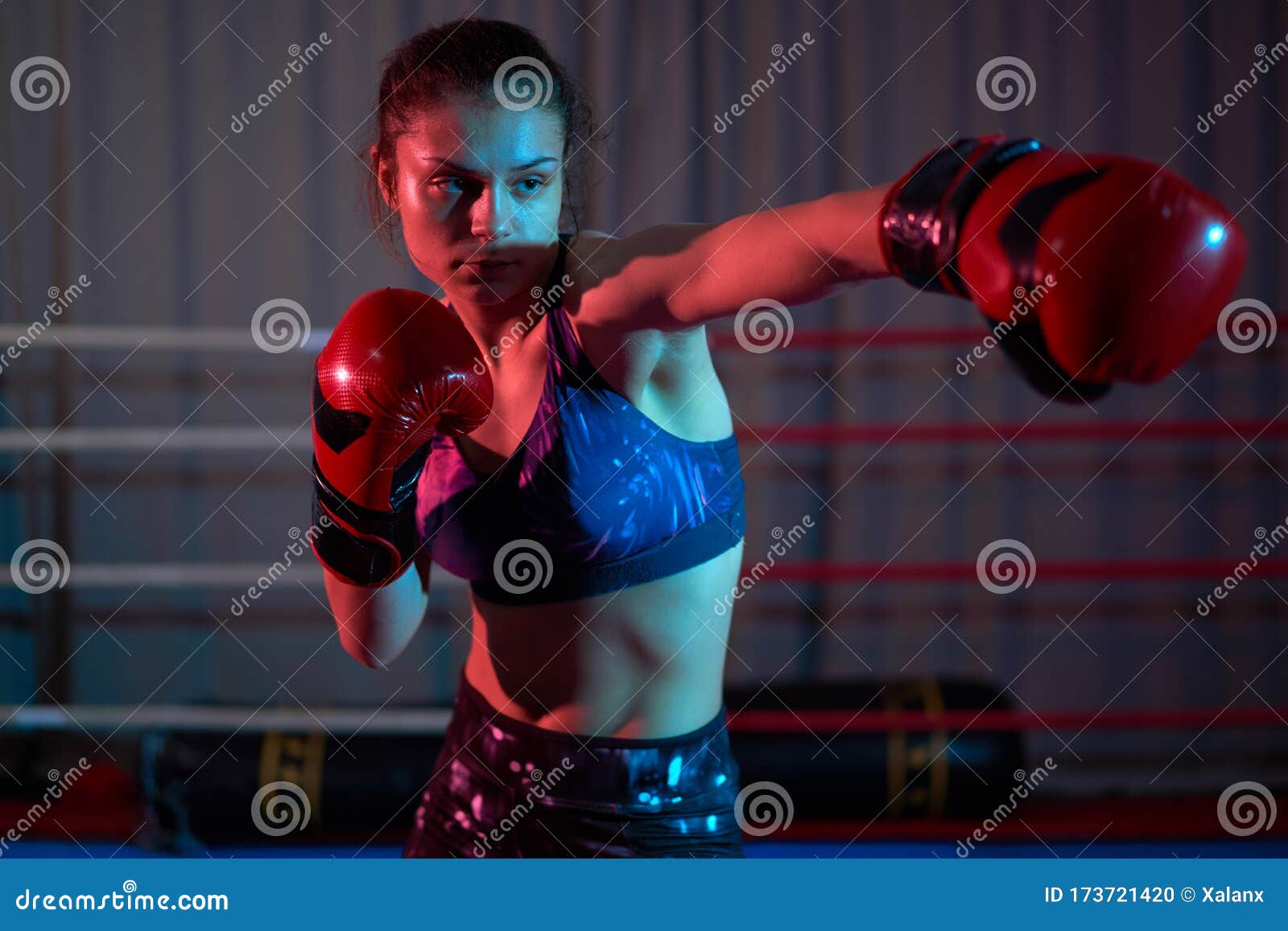 Female kickboxer training stock photo. Image of fighter - 173721420