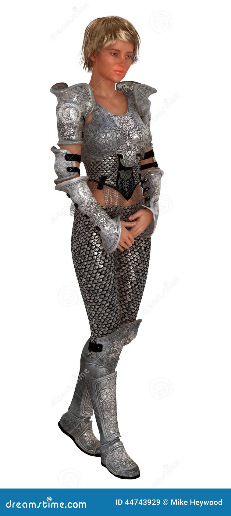 Female Knight in Ornate Armor Isolated Stock Image - Illustration of ...