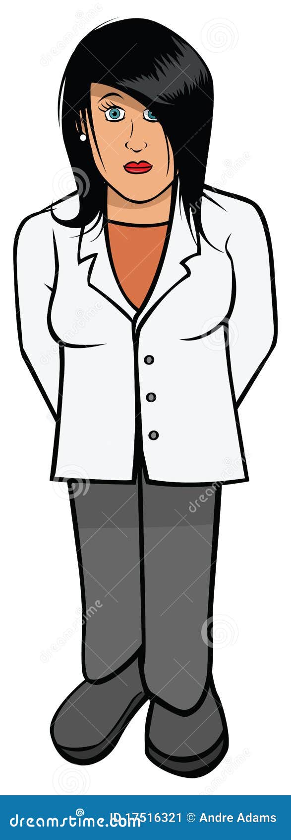 Female lab coat scientist stock vector. Illustration of wondering ...