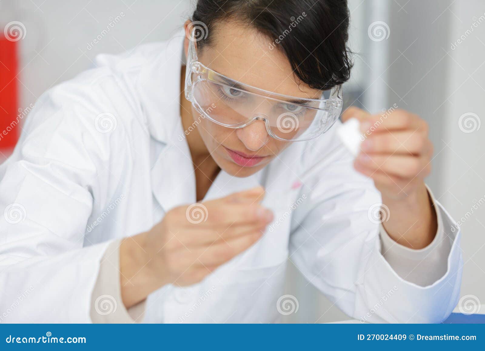 Female Lab Worker Concentrated in Lab Stock Image - Image of digital ...