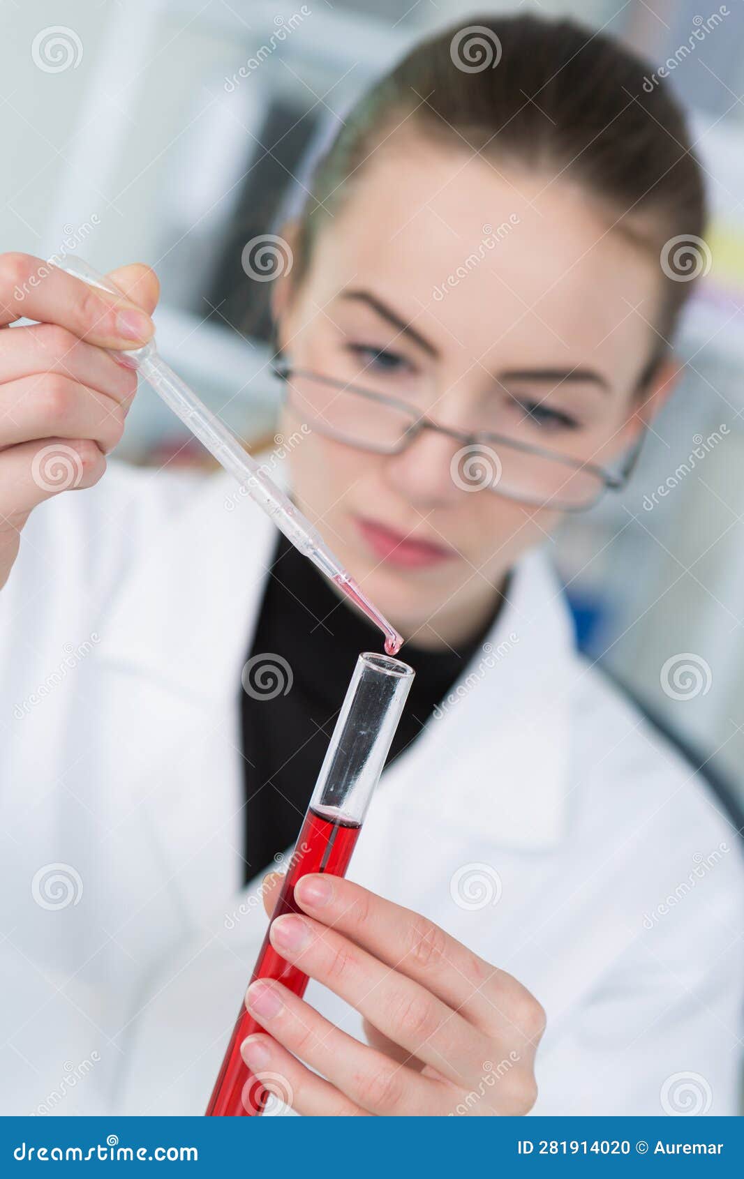 Female Laboratory Assistant with Blood Test for Aids Stock Photo ...