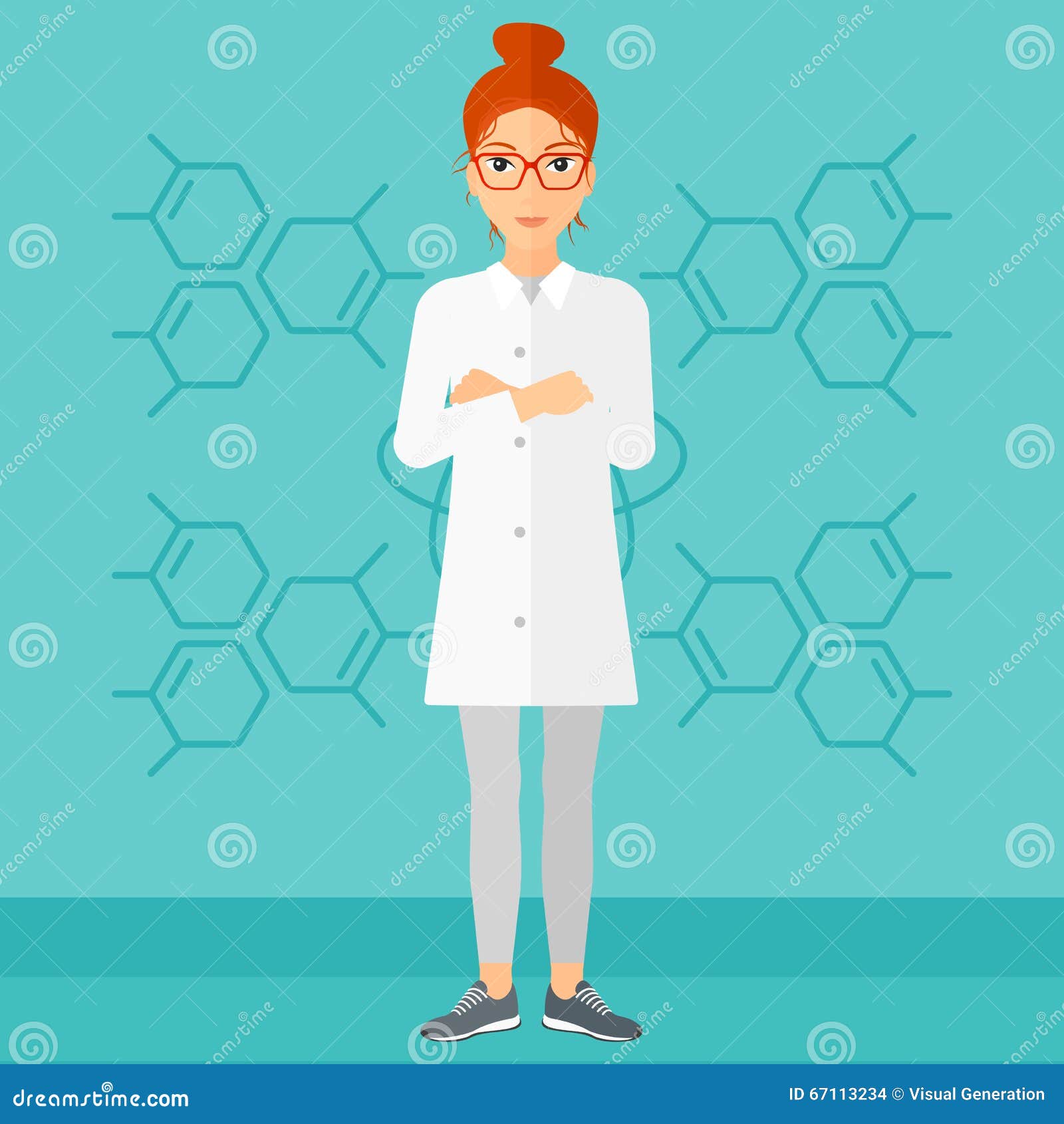 Female Laboratory Assistant. Stock Vector - Illustration of atom, gown ...