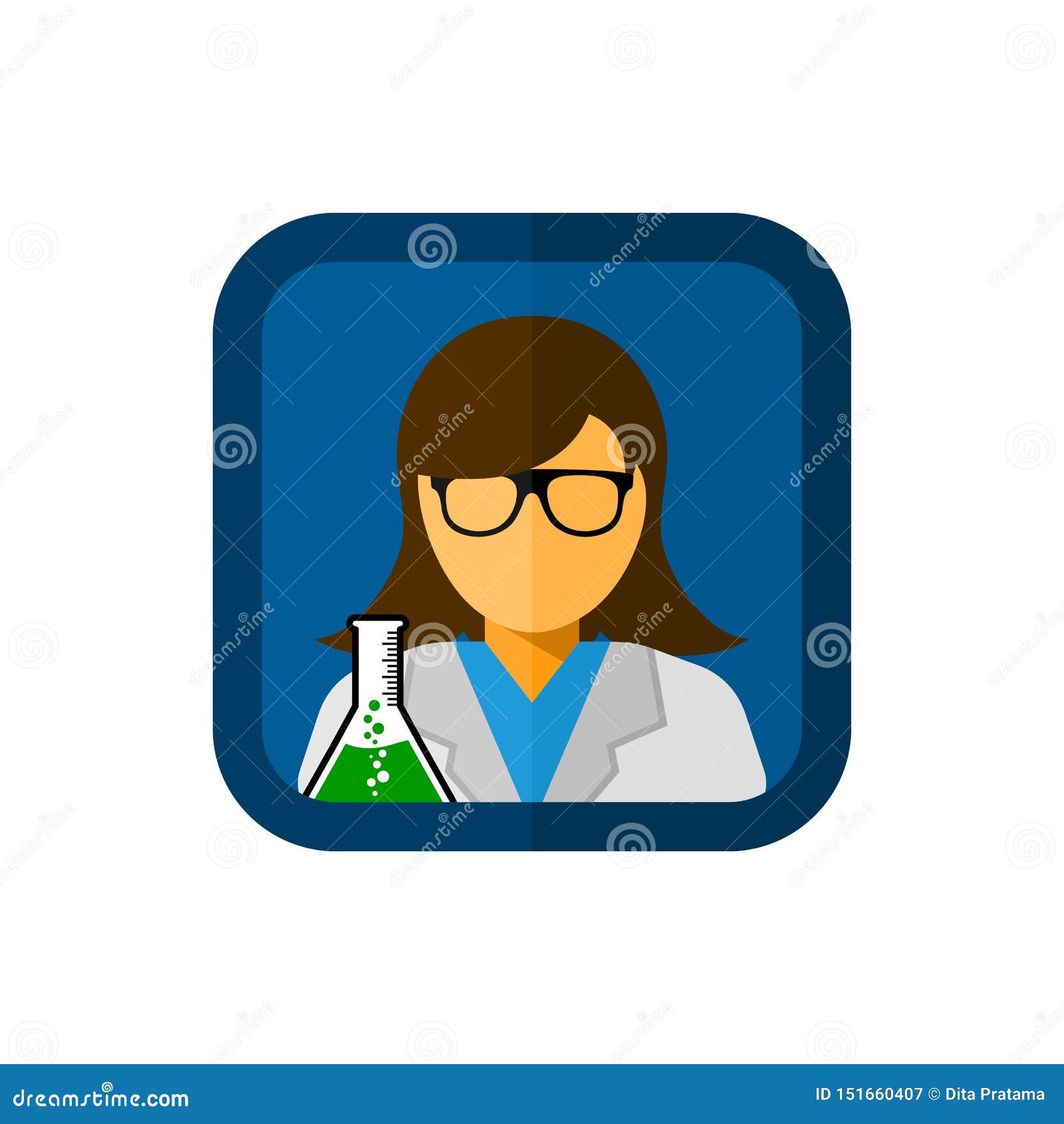 Laboratory Assistant with Square Vector Icon Illustration. Stock ...