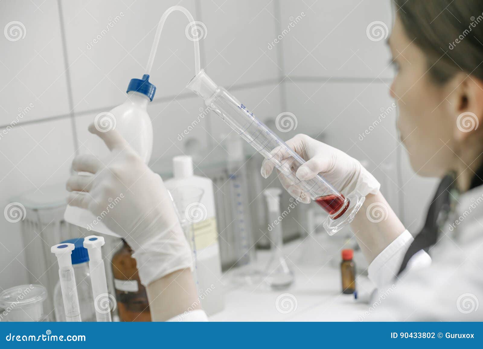 Female Laboratory Researcher Performs Tests Stock Photo - Image of ...