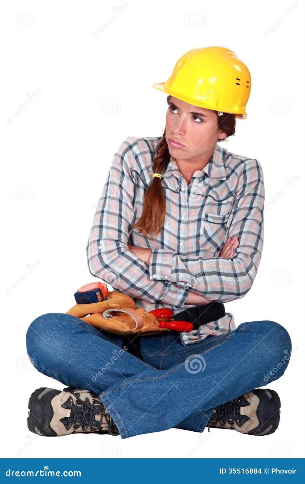 Female laborer blowing stock photo. Image of bummed, industry - 35516884