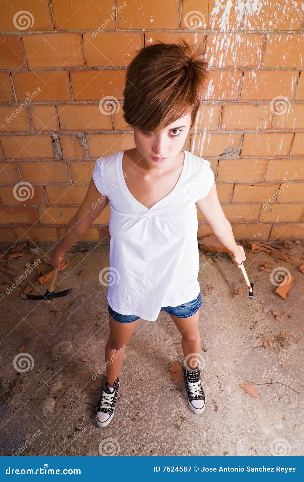 Female Laborer Ready To Work Stock Image - Image of jeans, concept: 7624587