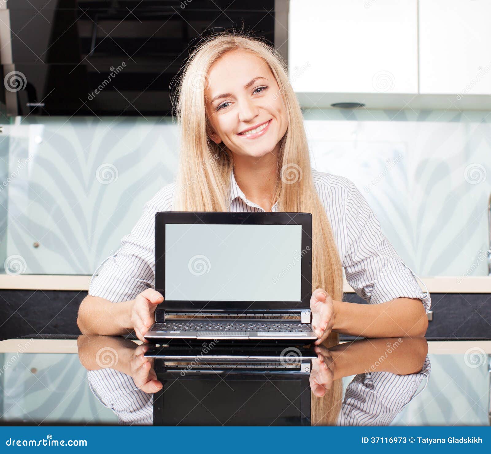 Female with laptop stock image. Image of life, domestic - 37116973