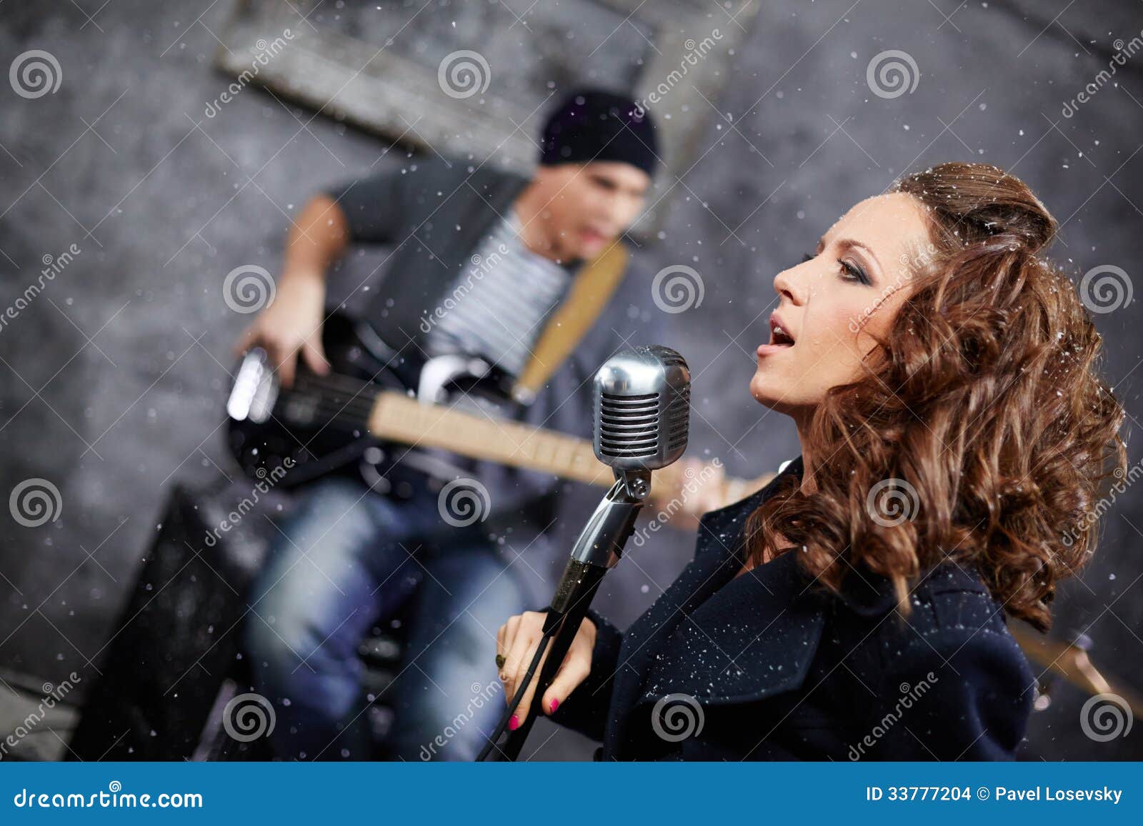 Female Lead Vocalist And Guitarist In Studio Royalty-Free Stock Photo ...