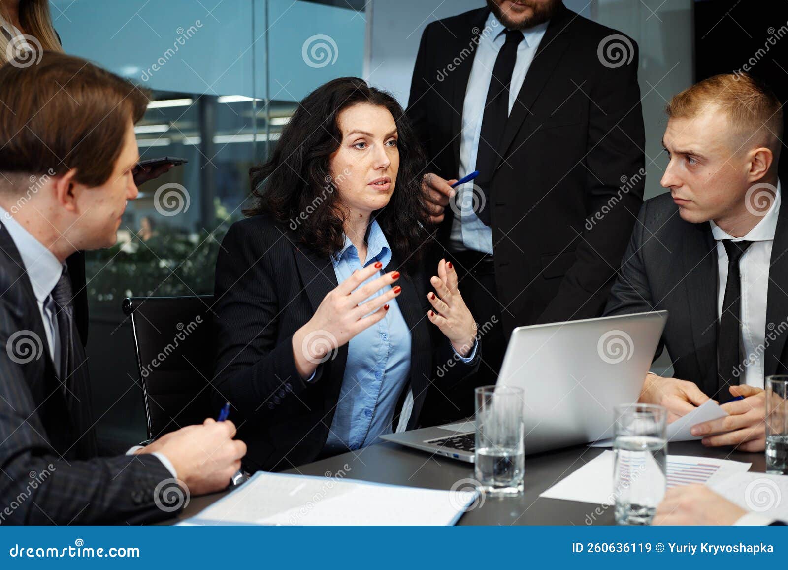 Female Leader Talking To Team at Business Meeting Stock Image - Image ... Female Leader Talking To Team at Business Meeting Stock Image - Image ...