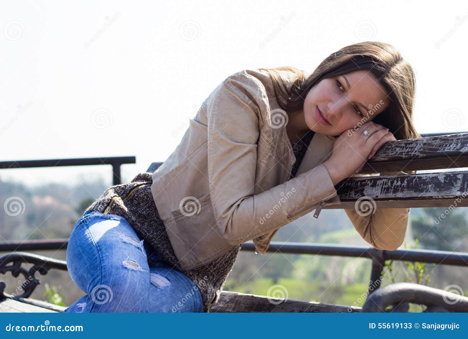 Female Leaning on Hand, Thinking Stock Image - Image of freshness ...