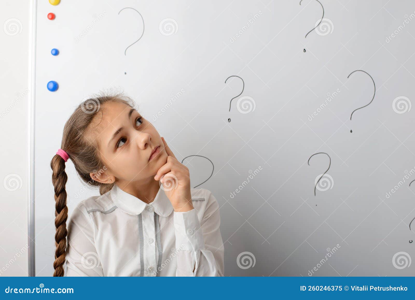 Female Learner of Secondary School Standing Near the Board and Thinking ...