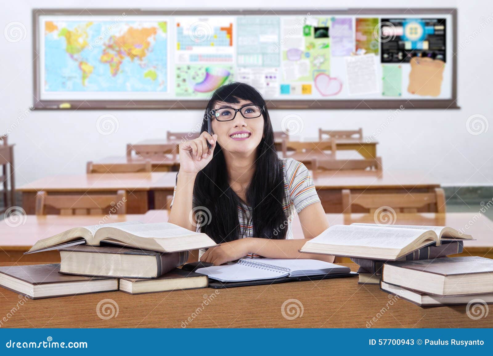 Female Learner Thinking Idea in the Classroom Stock Image - Image of ...