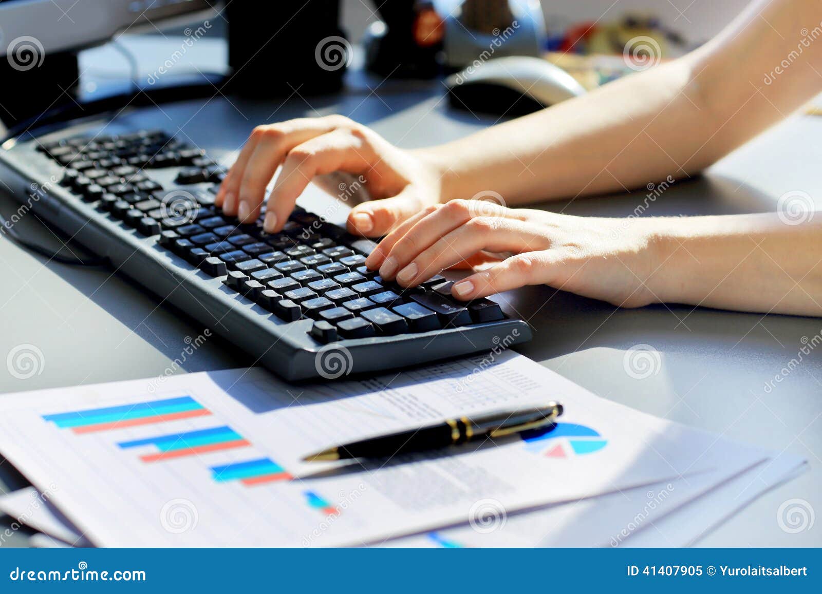 Female Learner Typing on the Keyboard Stock Image - Image of office ...
