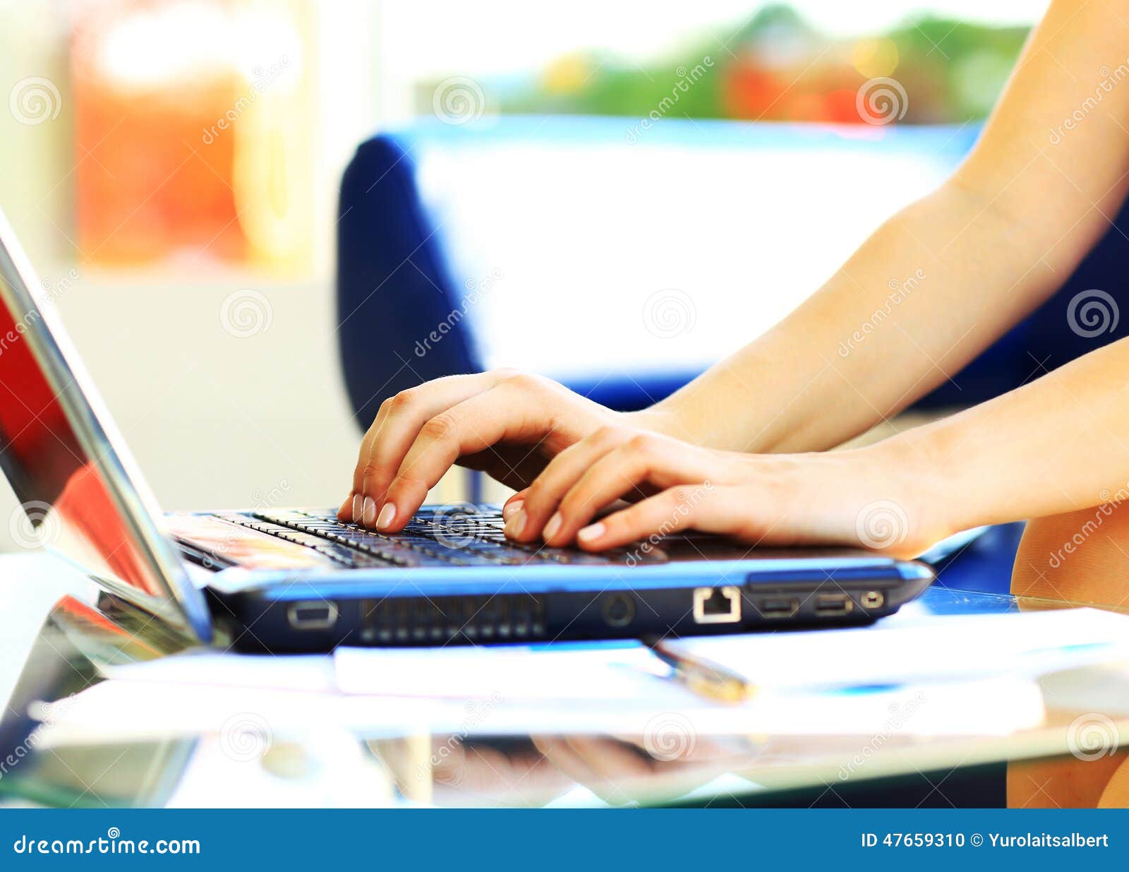 Female Learner Typing on the Laptop Keyboard Stock Photo - Image of ...